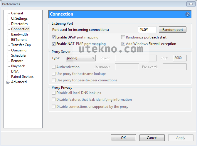 Cara mengubah port default uTorrent • utekno Cara mengubah port default uTorrent • utekno